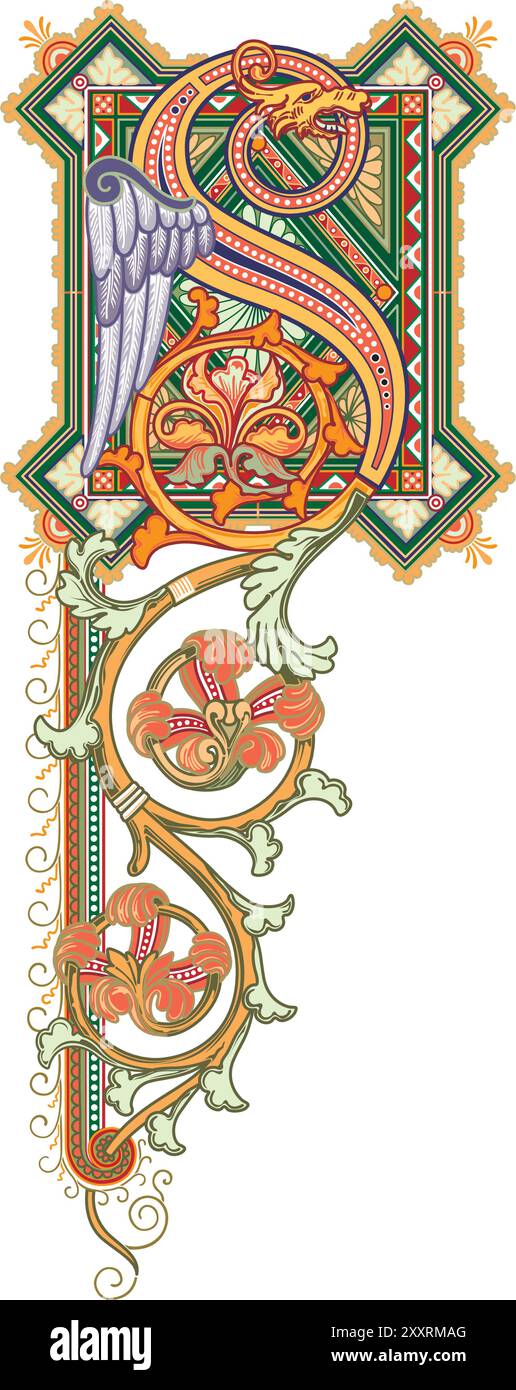 Art Cinderella Initial Caps Font Capital Letter S vector design ...