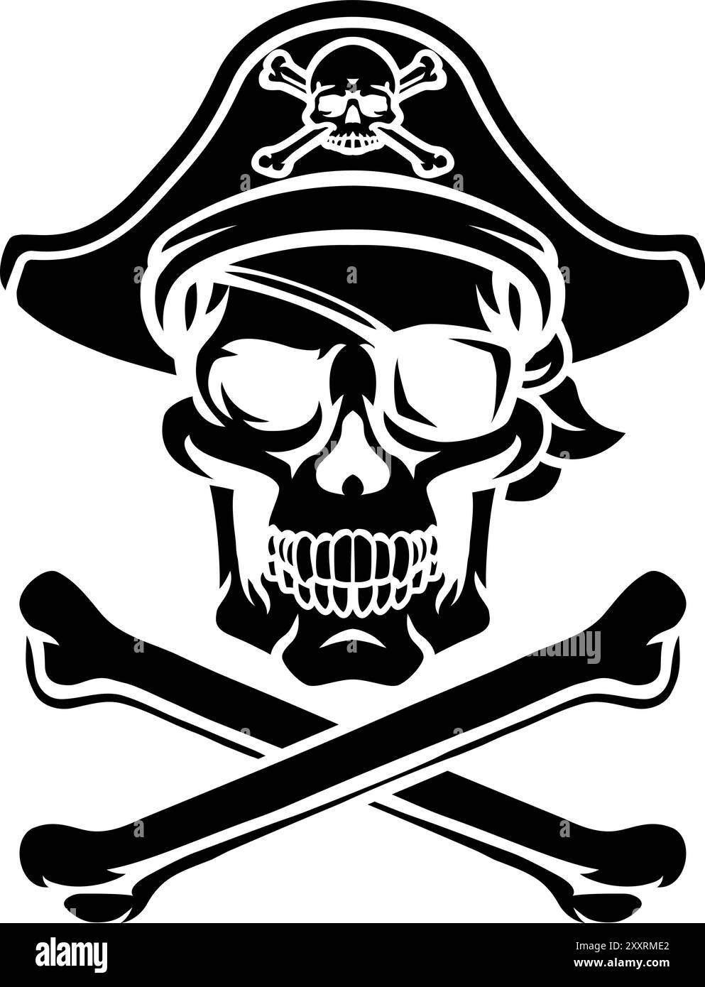 Pirate Hat Skull and Crossbones Cartoon Stock Vector Image & Art - Alamy
