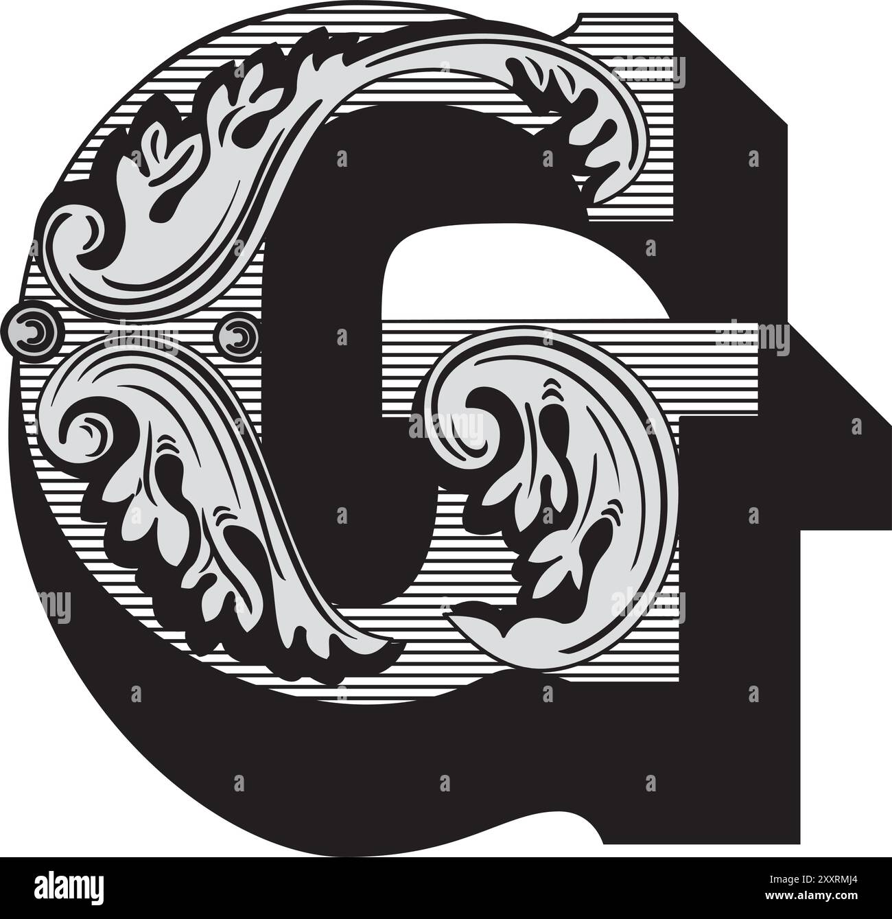 Art Federal Initial Caps Font Capital Letter G vector design ...