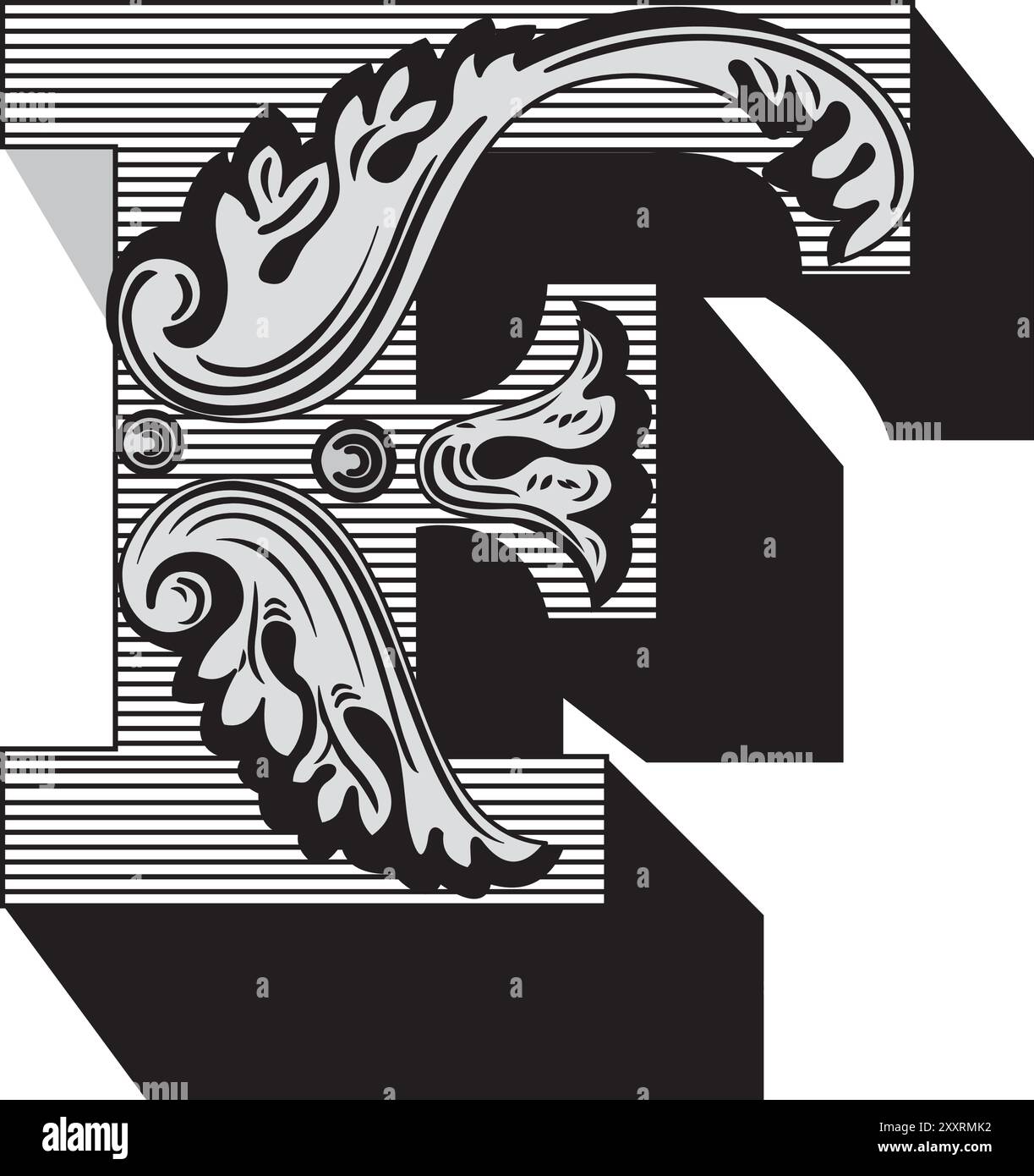 Art Federal Initial Caps Font Capital Letter F vector design ...
