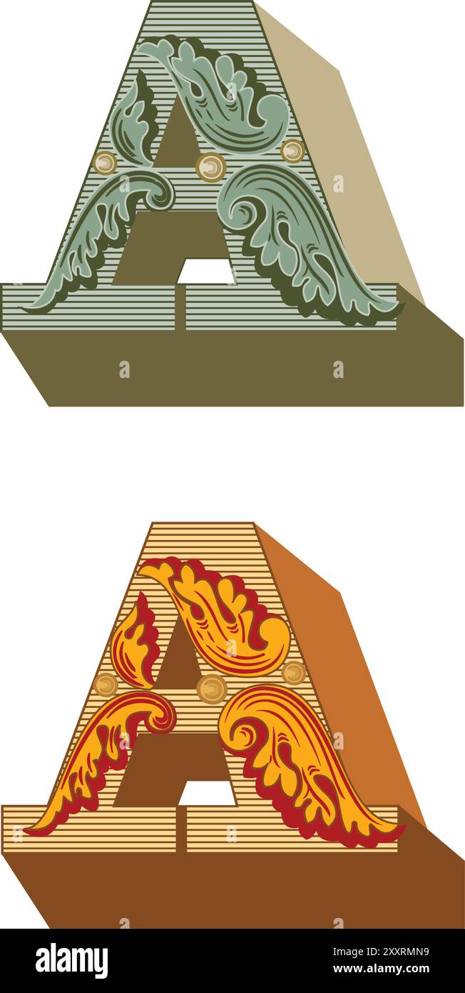 Art Federal Initial Caps Font Capital Letter A vector design ...