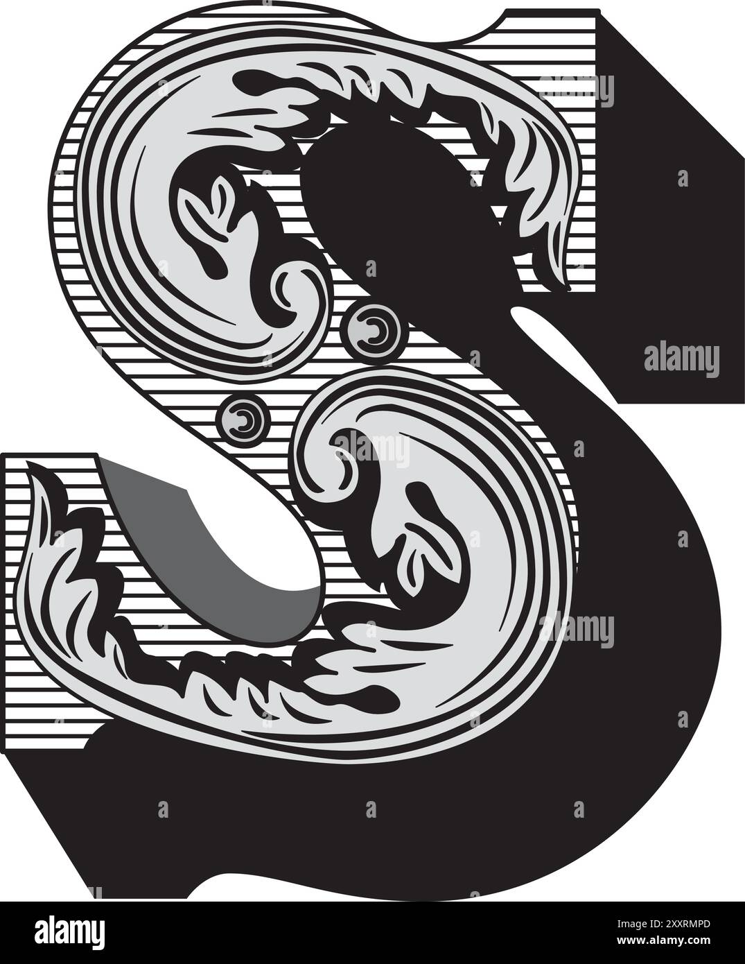 Art Federal Initial Caps Font Capital Letter S vector design ...