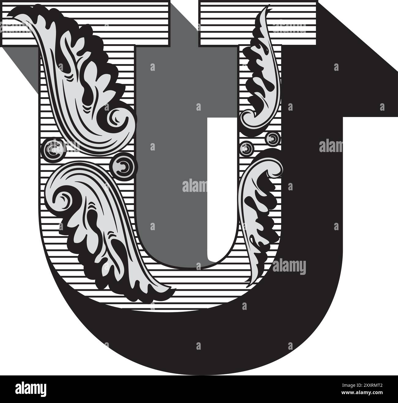 Art Federal Initial Caps Font Capital Letter U vector design ...
