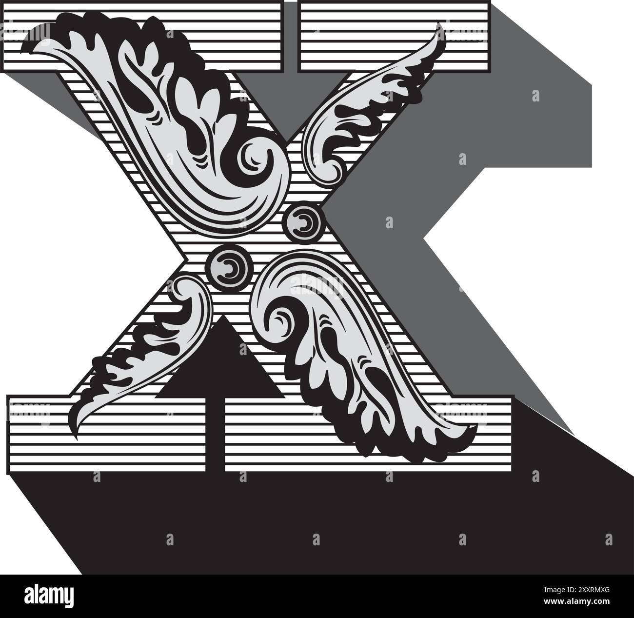 Art Federal Initial Caps Font Capital Letter X vector design ...