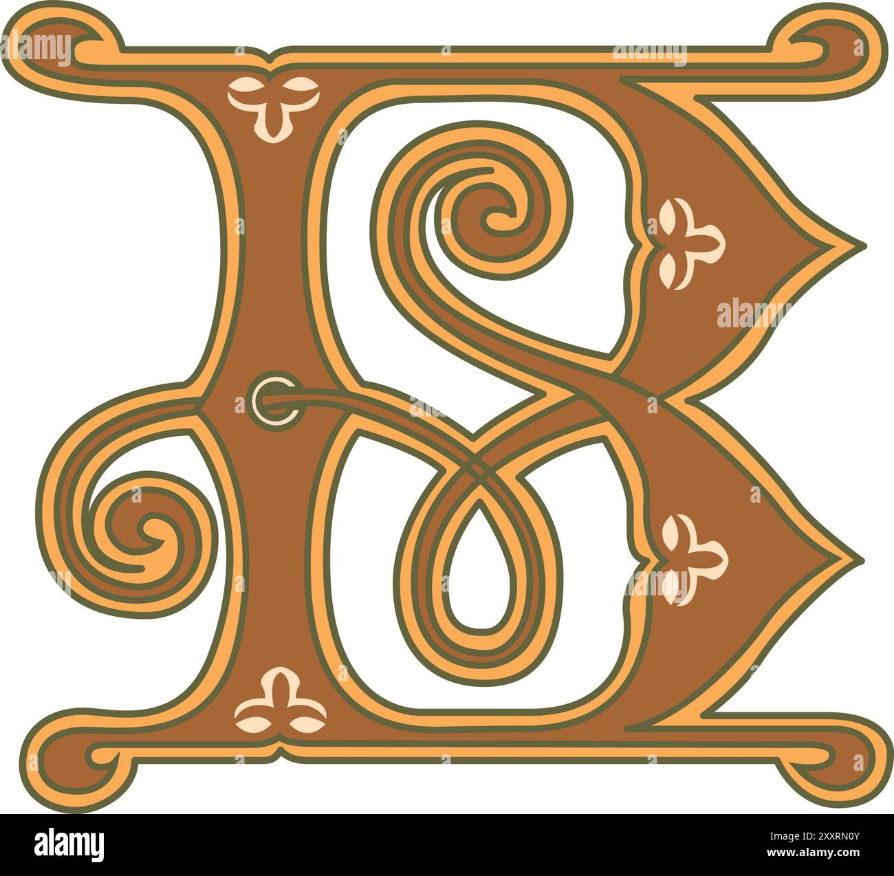 Art Ginger Initial Caps Font Capital Letter B vector design ...