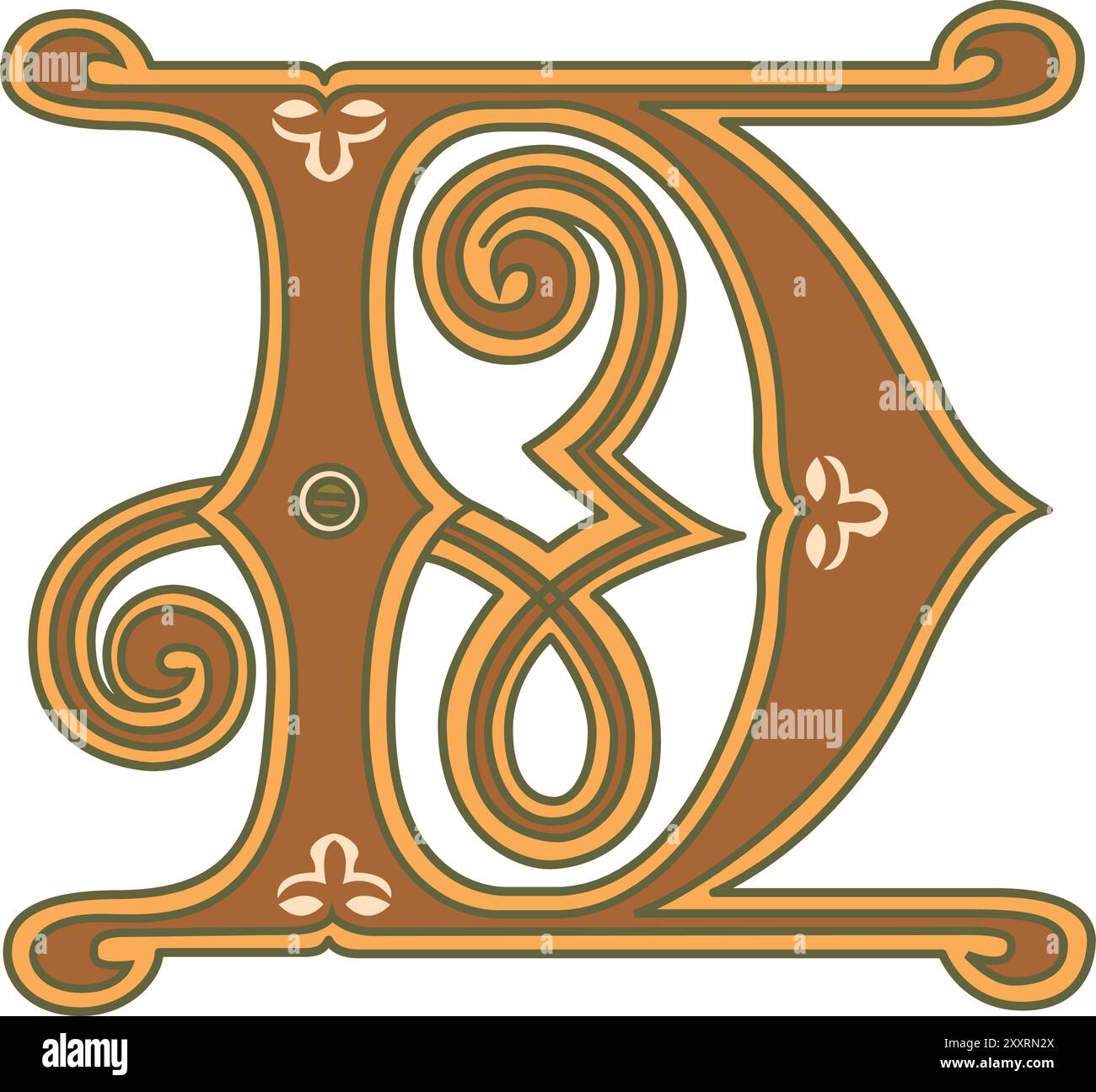 Art Ginger Initial Caps Font Capital Letter D vector design ...