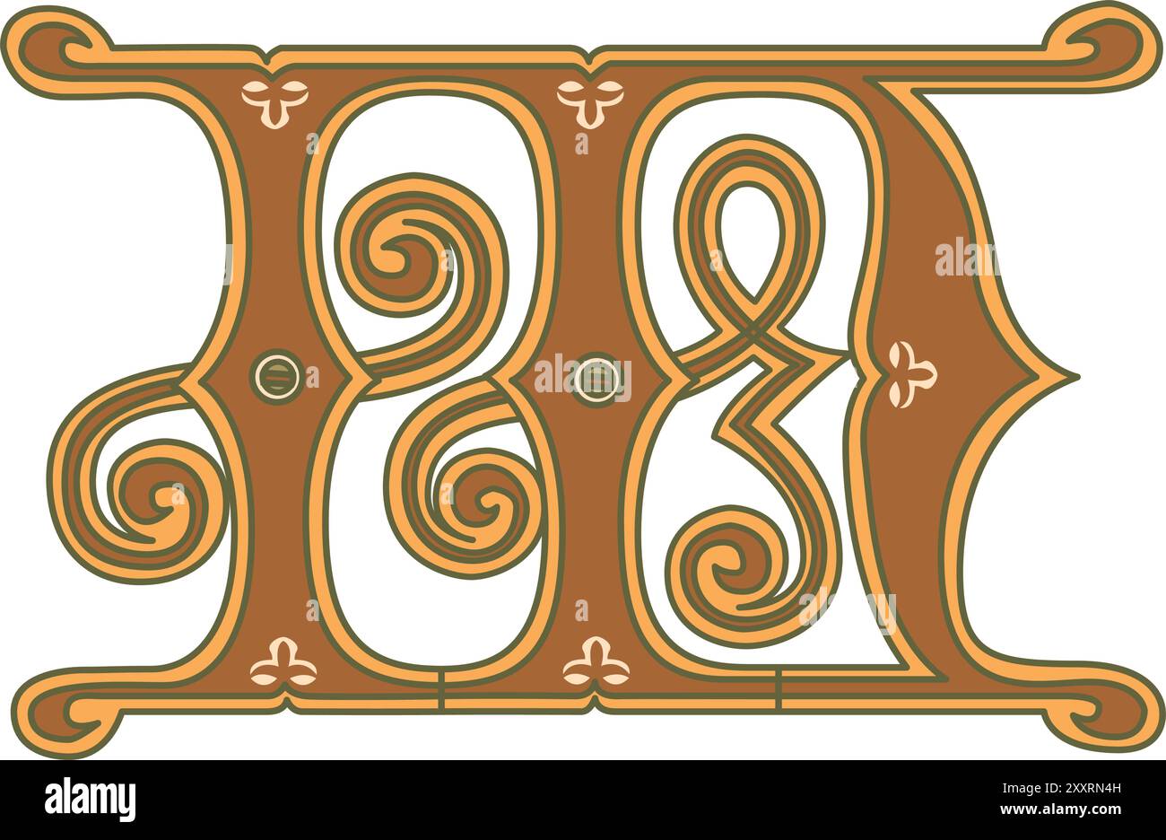 Art Ginger Initial Caps Font Capital Letter M vector design ...