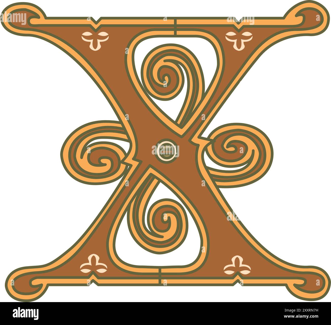 Art Ginger Initial Caps Font Capital Letter X vector design ...
