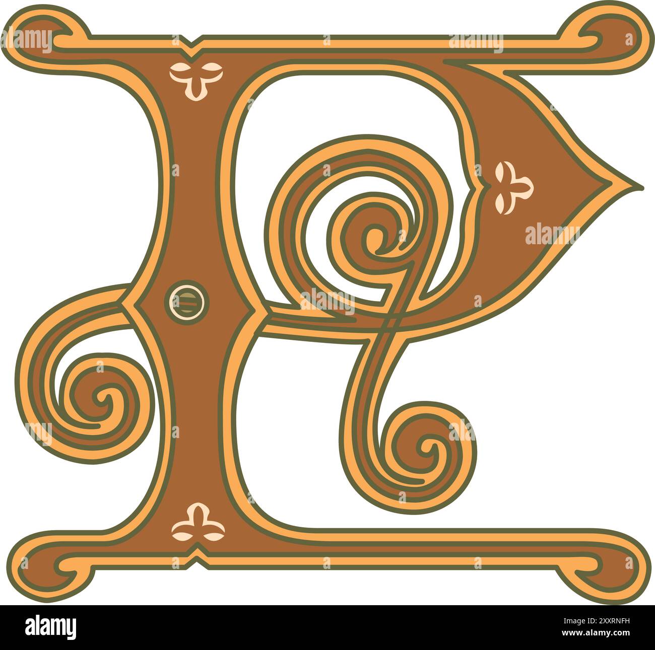 Art Ginger Initial Caps Font Capital Letter P vector design ...