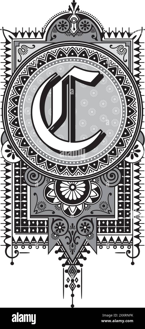 Art Marquesa Initial Caps Font Capital Letter C vector design ...