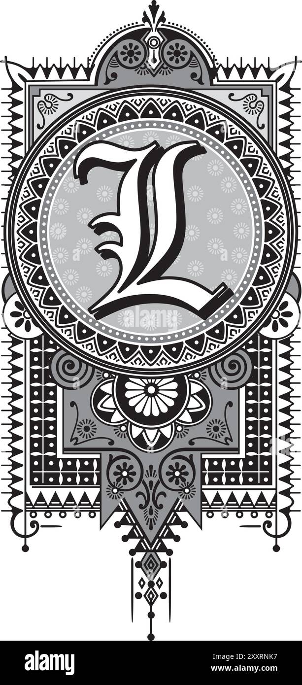 Art Marquesa Initial Caps Font Capital Letter L vector design ...