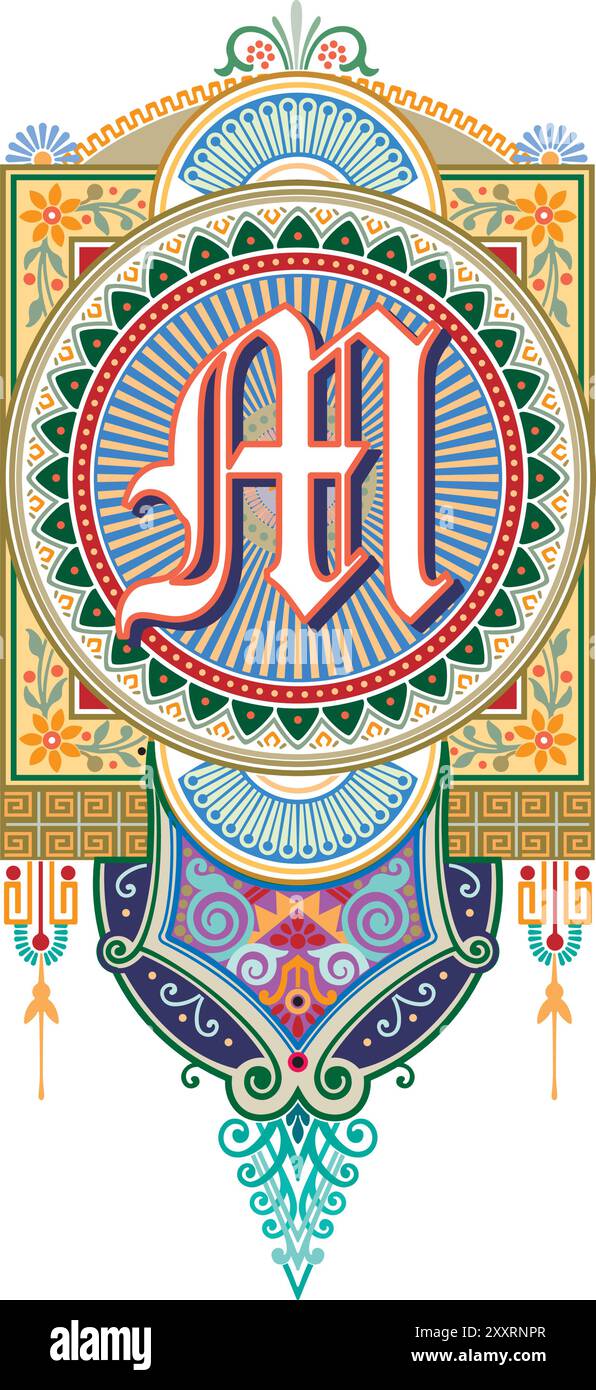 Art Marquesa Initial Caps Font Capital Letter M vector design ...