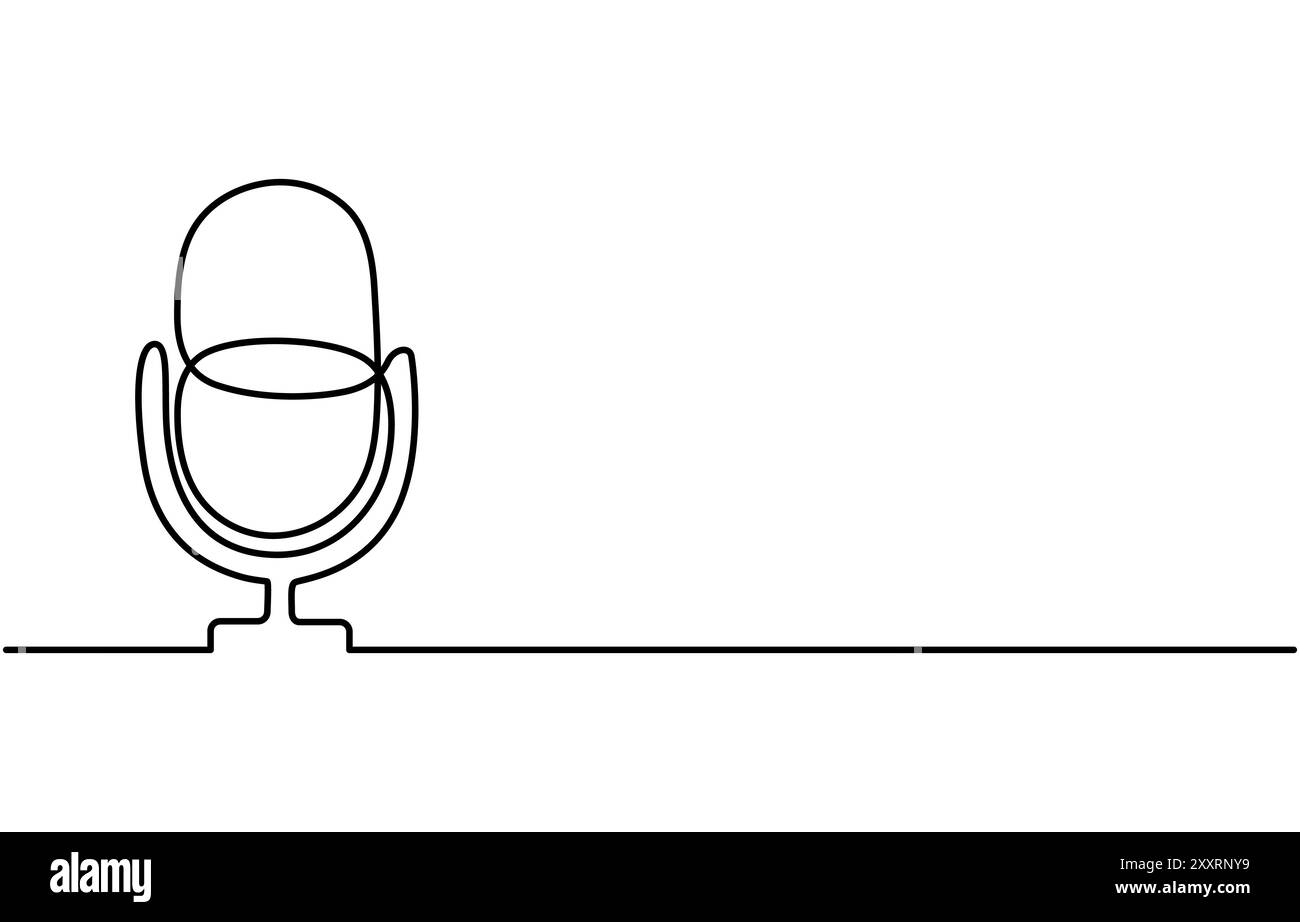 wired microphone continuous line art drawing, Microphone Continuous ...