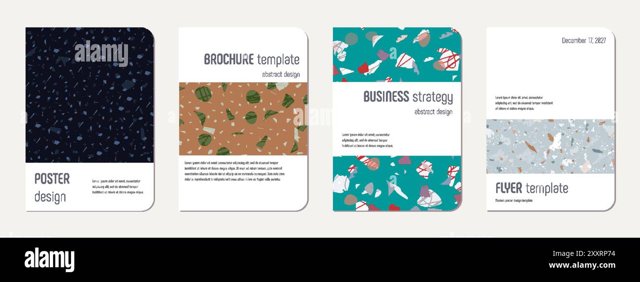 School notebook cover design. Terrazzo abstract background made of ...