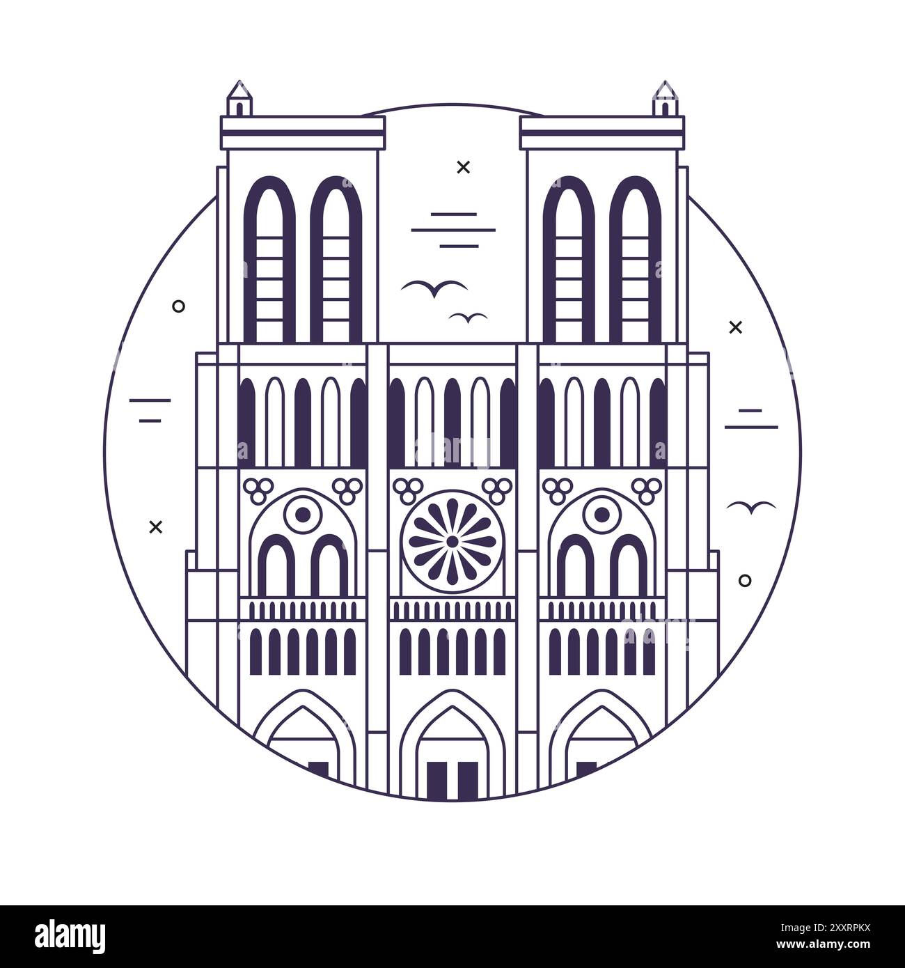 Paris cathedral icon linear hi-res stock photography and images - Alamy