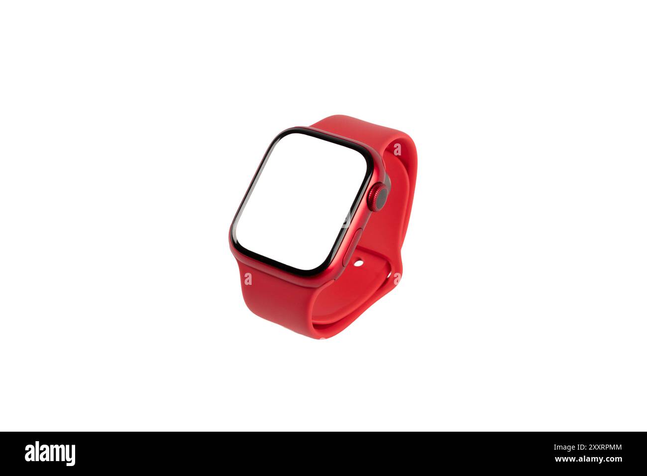 Red smart watch isolated on white background blanc screen mockup Stock ...