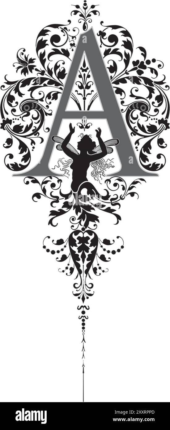 Art Renaissance Initial Caps Font Capital Letter A vector design ...