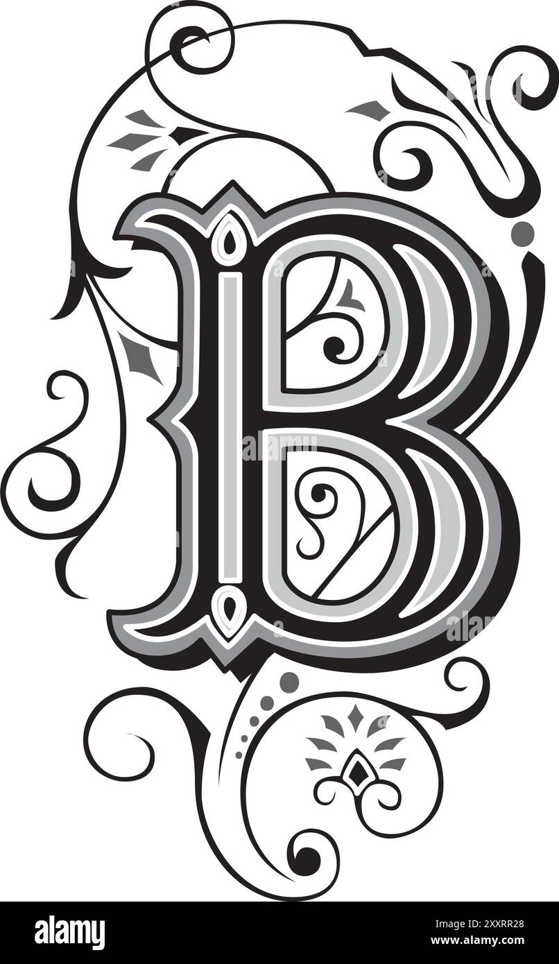 Art Tuscani Initial Caps Font Capital Letter B vector design ...