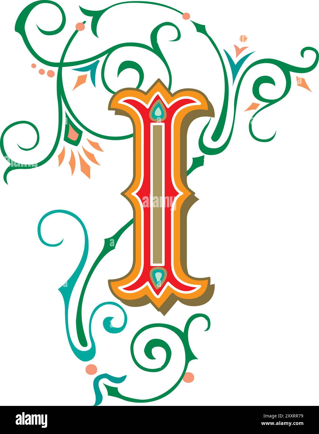 Art Tuscani Initial Caps Font Capital Letter I vector design ...