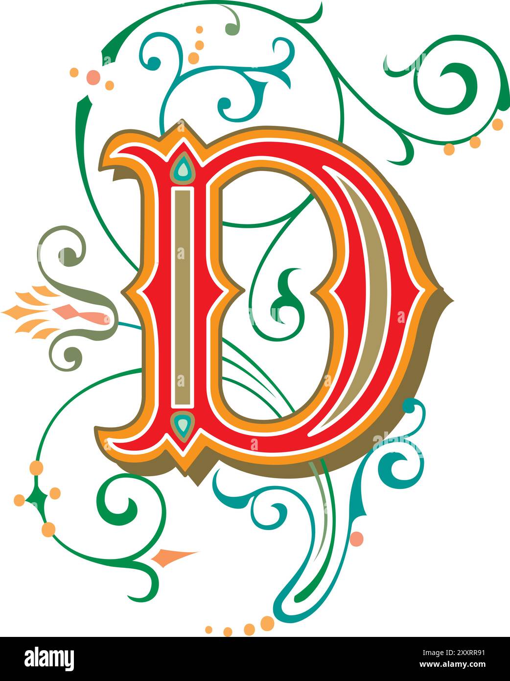 Art Tuscani Initial Caps Font Capital Letter D vector design ...