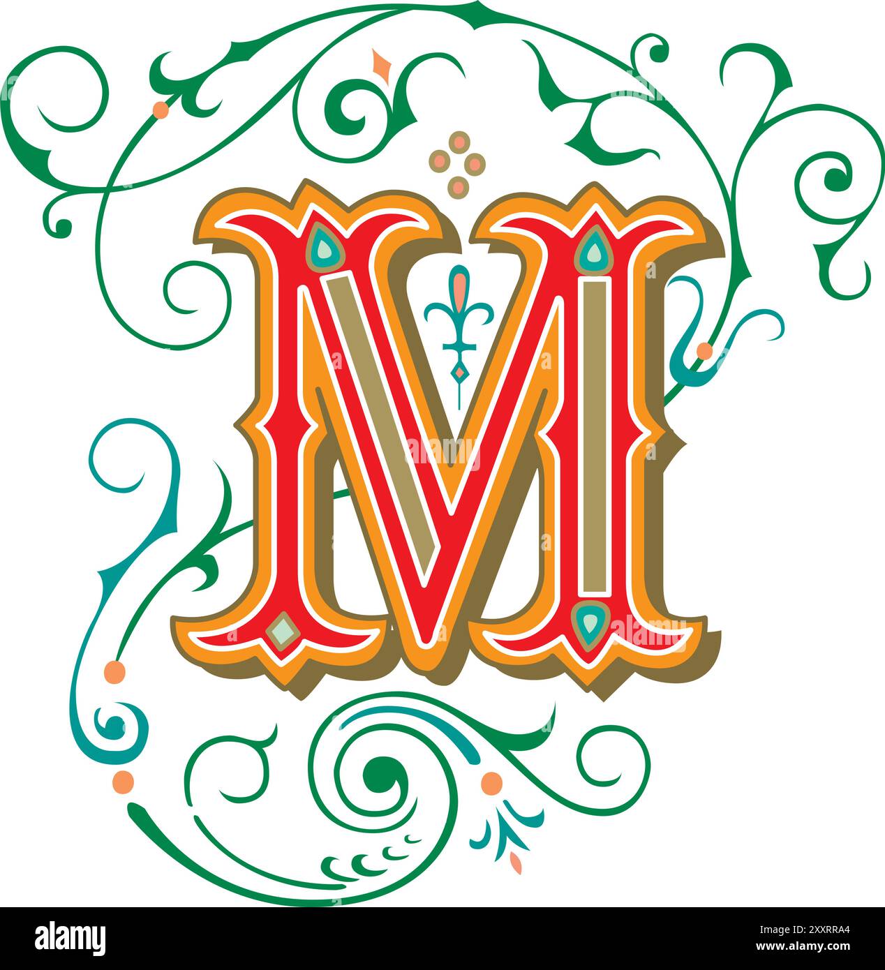 Art Tuscani Initial Caps Font Capital Letter M vector design ...