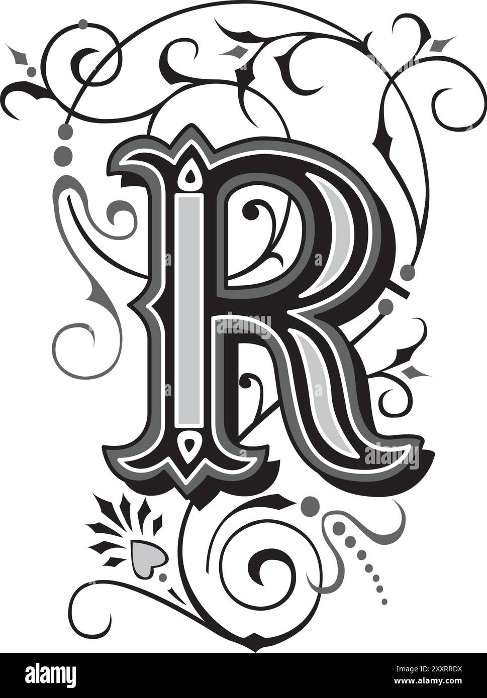 Art Tuscani Initial Caps Font Capital Letter R vector design ...