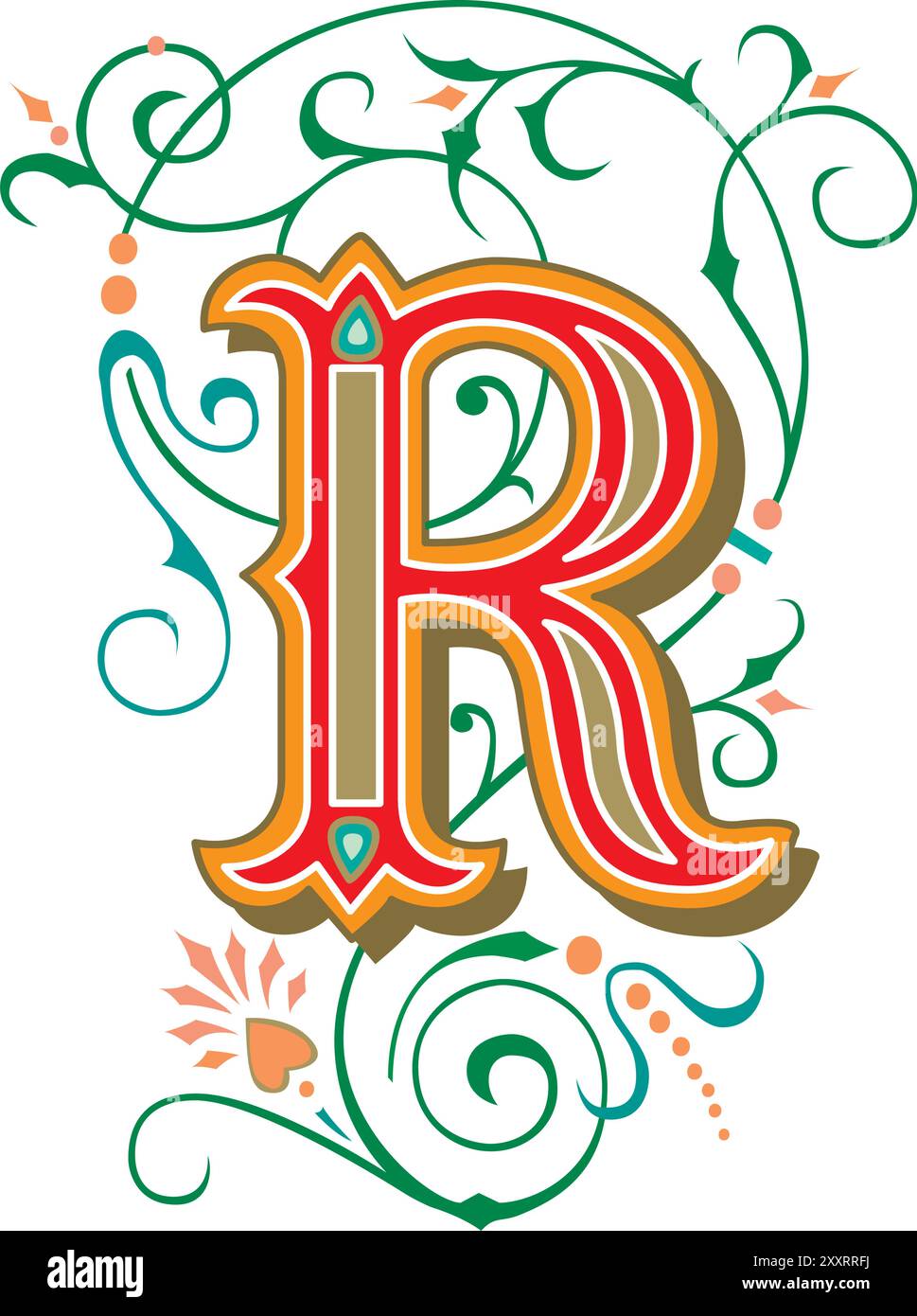Art Tuscani Initial Caps Font Capital Letter R vector design ...