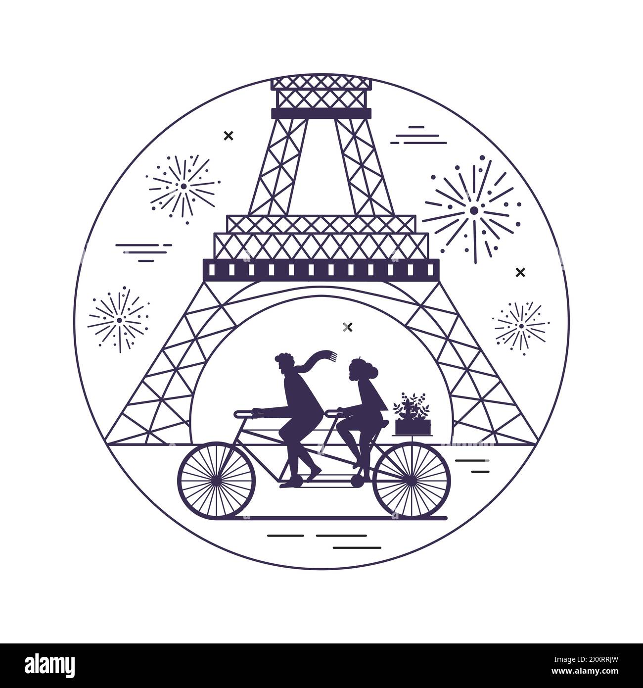 Eiffel tower icon outline hi-res stock photography and images - Alamy