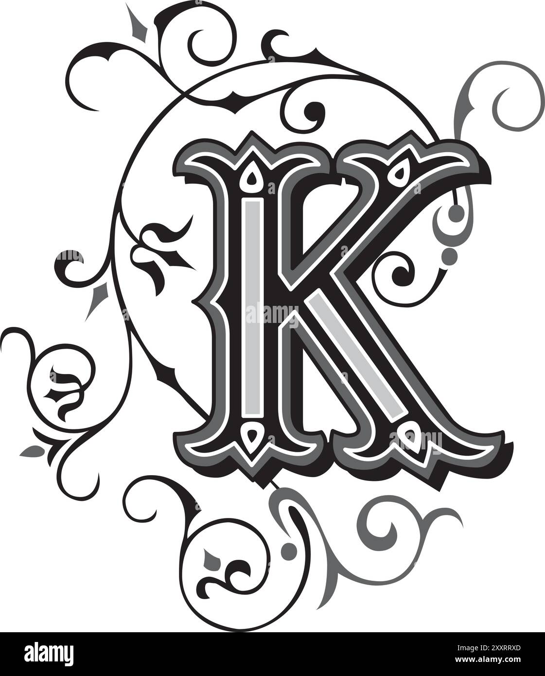 Art Tuscani Initial Caps Font Capital Letter K vector design ...