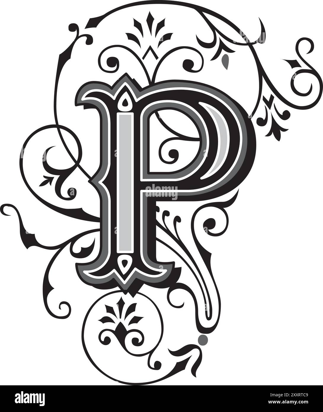 Art Tuscani Initial Caps Font Capital Letter P vector design ...