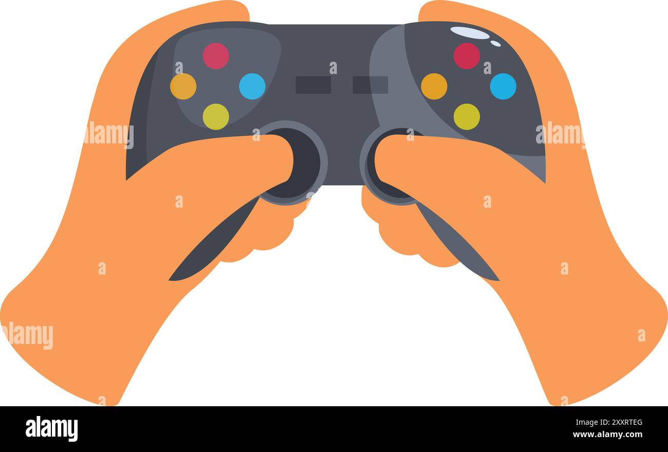 Two hands holding and controlling a video game controller Stock Vector ...