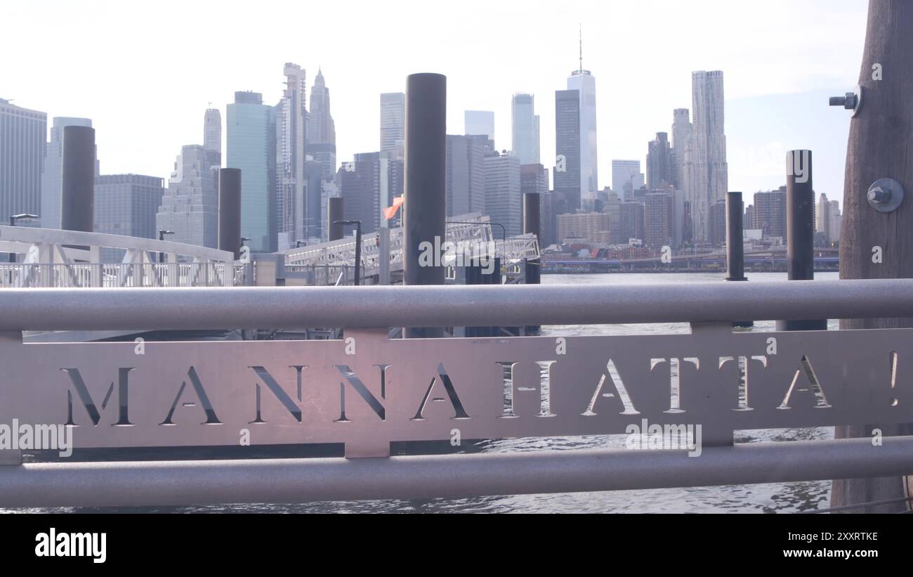 New York City Manhattan downtown skyline, financial district waterfront ...