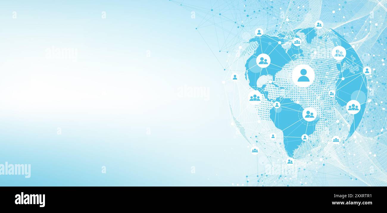 Global network connection concept. Big data visualization. Social ...