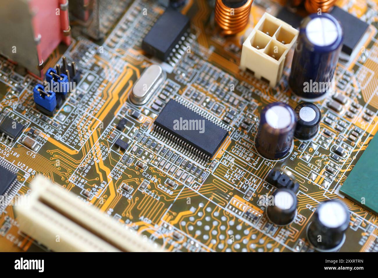 Black microchip socket on mainboard background for design in your work ...