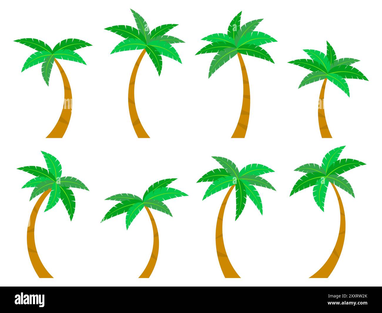 Palm trees icon set isolated on white background. Collection of ...