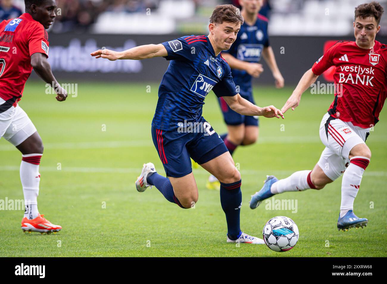 Vejle, Denmark. 25th, August 2024. Mads Larsen (20) of Silkeborg IF ...