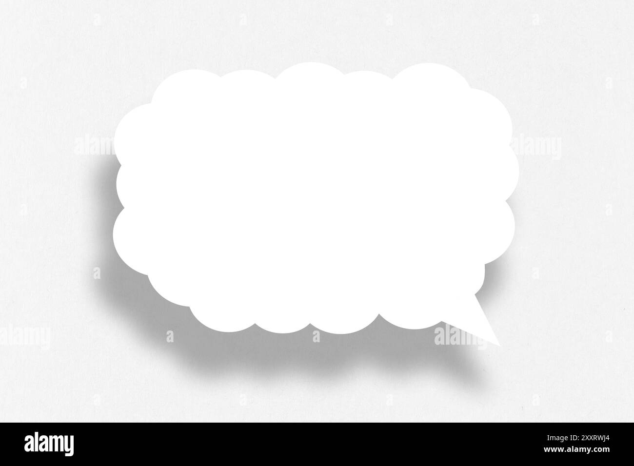 Empty white cloud paper speech bubble shape against white background ...