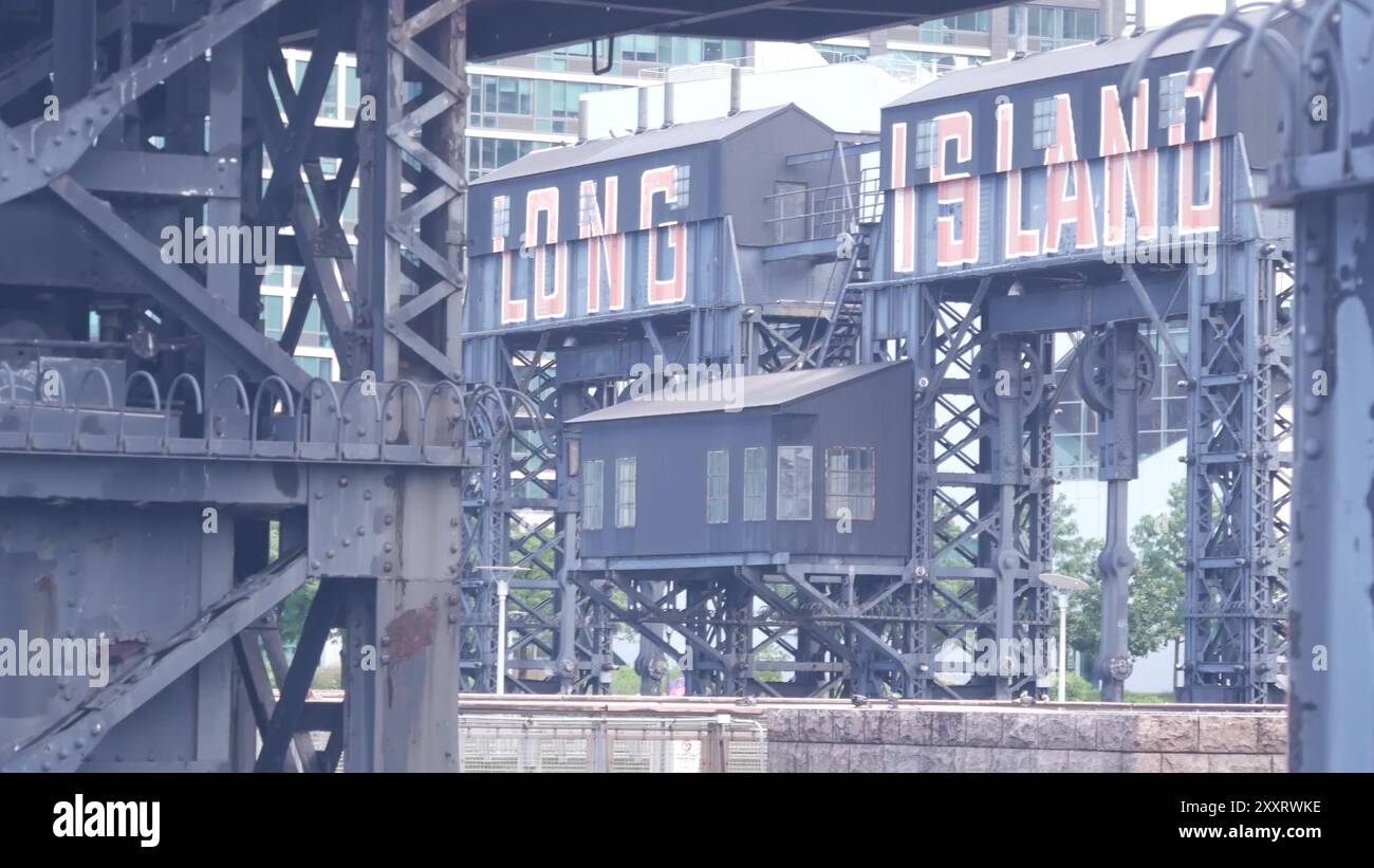 New York City Gantry Plaza dock pier, Long Island sign, Hunters Point ...