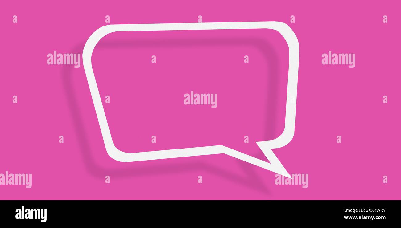 Empty transparent balloon paper speech bubble shape against pink ...