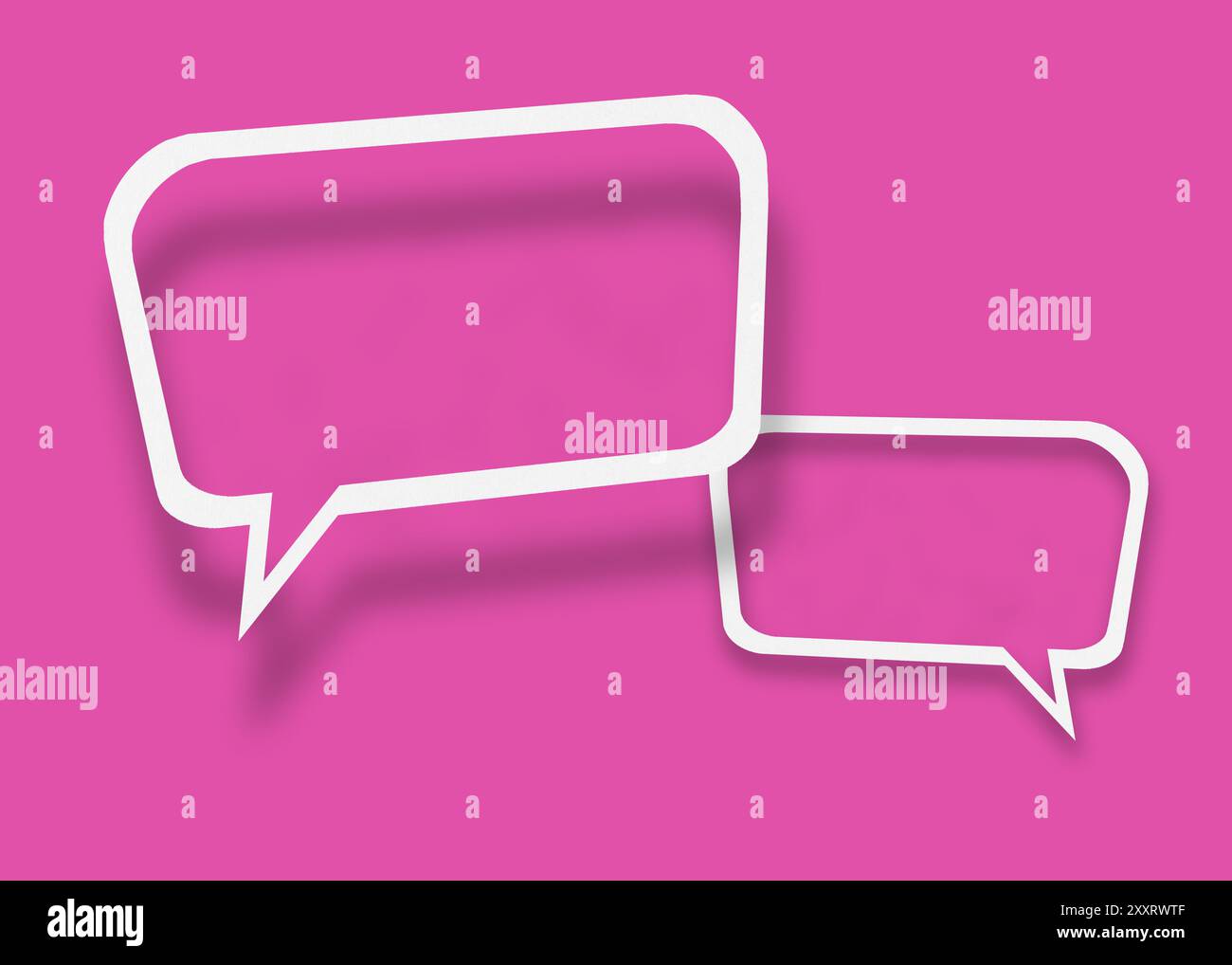 Empty transparent balloon paper speech bubble shape against pink ...