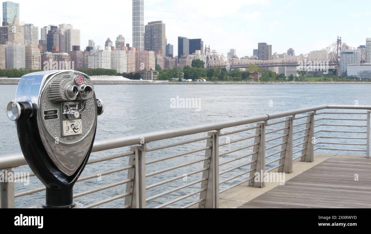 New York City waterfront skyline, Manhattan Midtown buildings ...