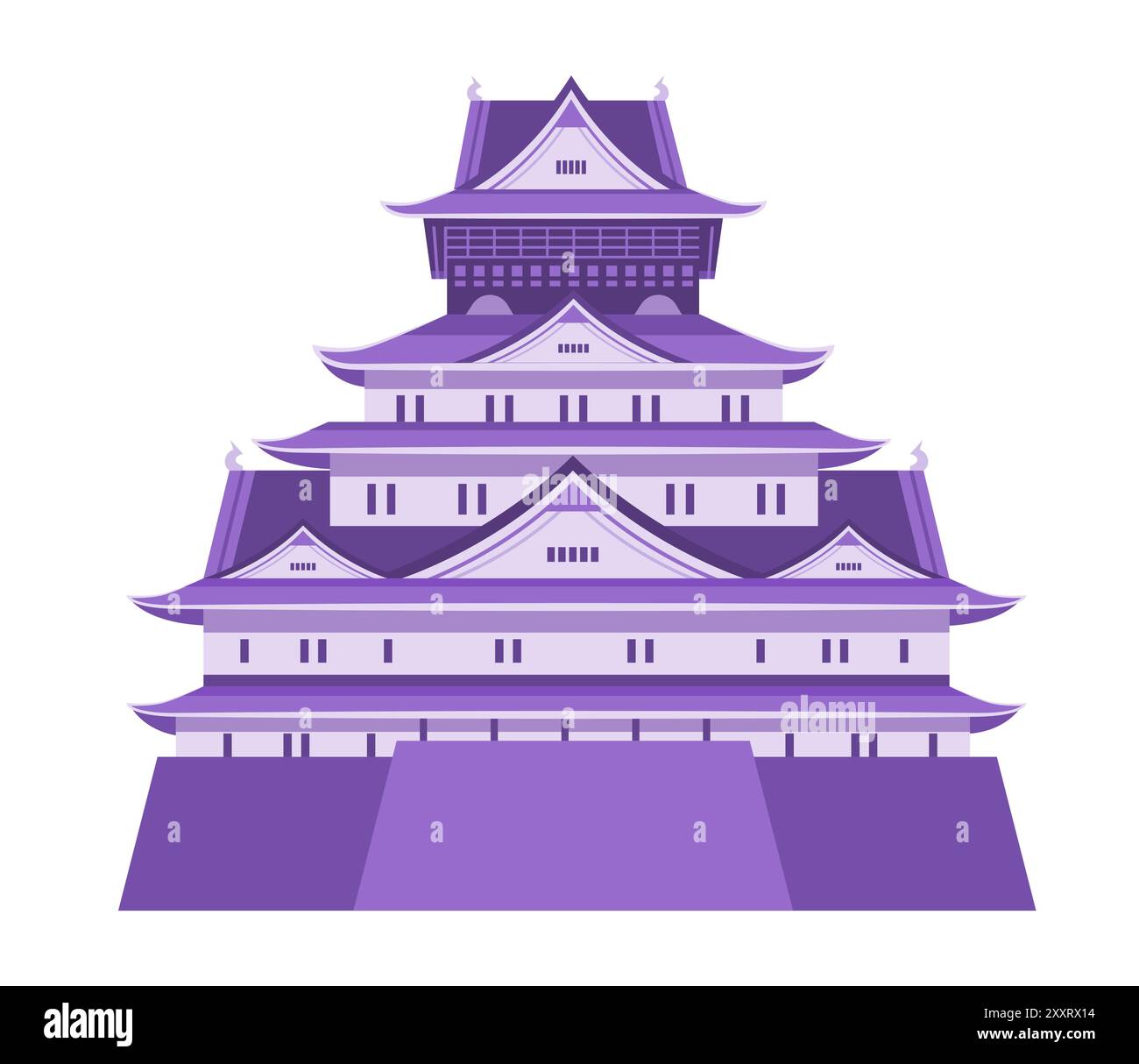 Japanese castle with traditional architecture purple color scheme ...