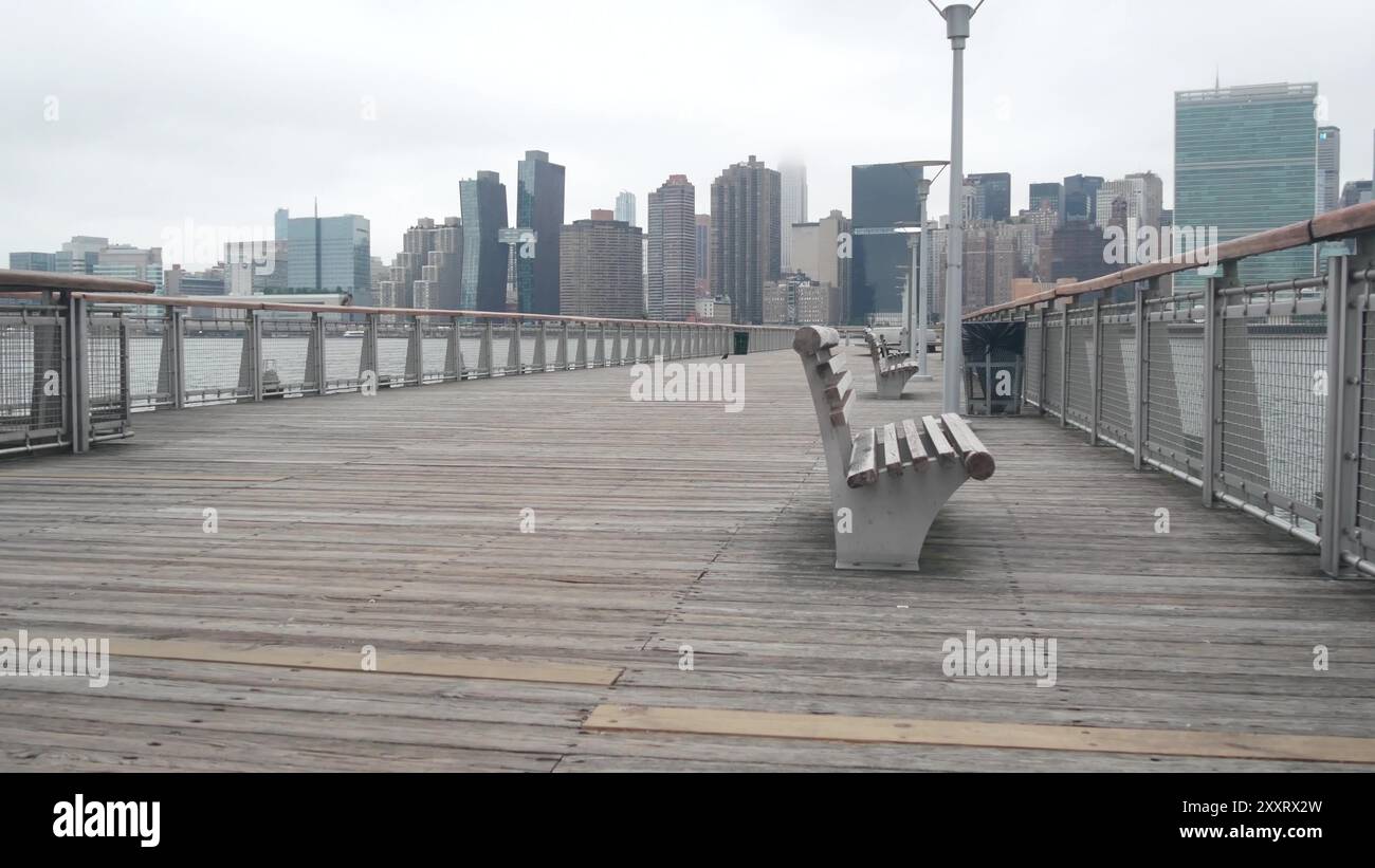 New York City waterfront skyline, Manhattan Midtown buildings ...