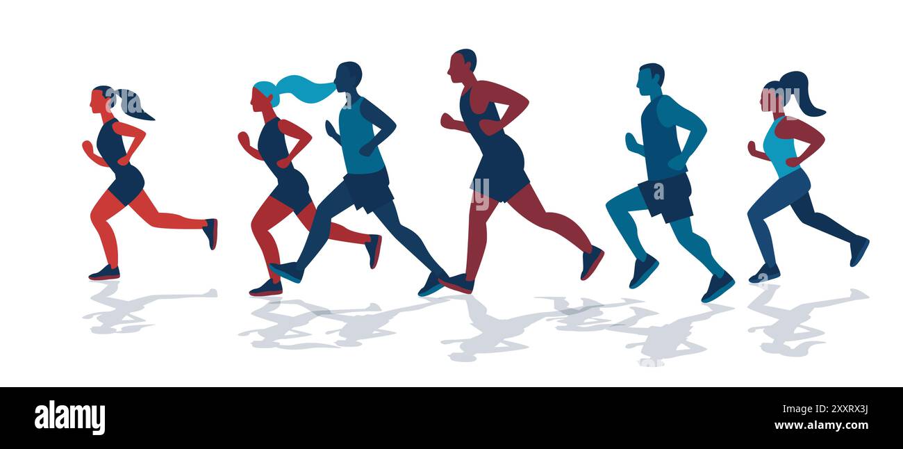 Group of runners exercising fitness community concept diverse people ...