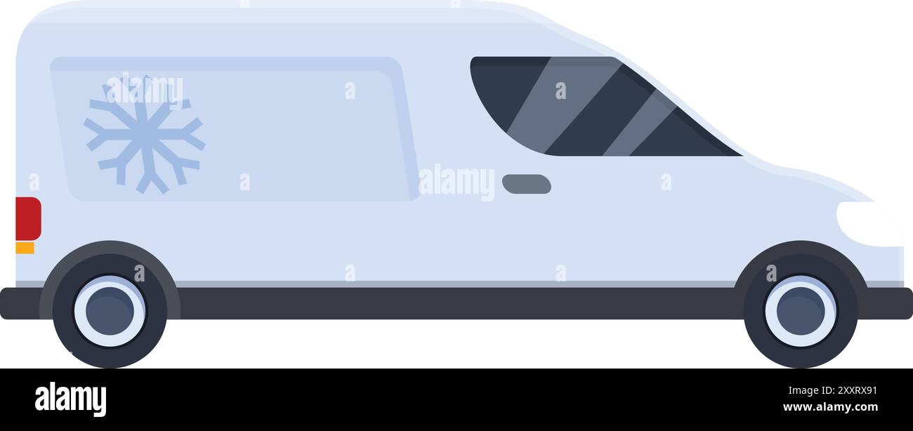 Refrigerated van delivering frozen food, logistics and delivery concept ...