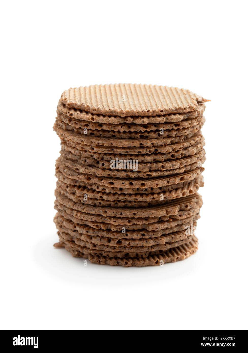 Stack of thin round rye crispbreads isolated on white Stock Photo - Alamy