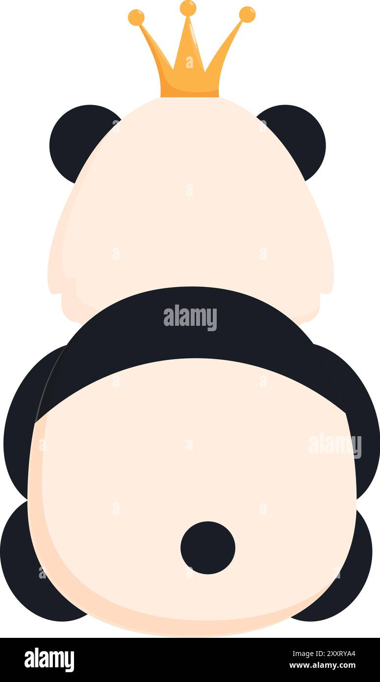 Cartoon illustration of a cute panda wearing a crown sitting with its ...