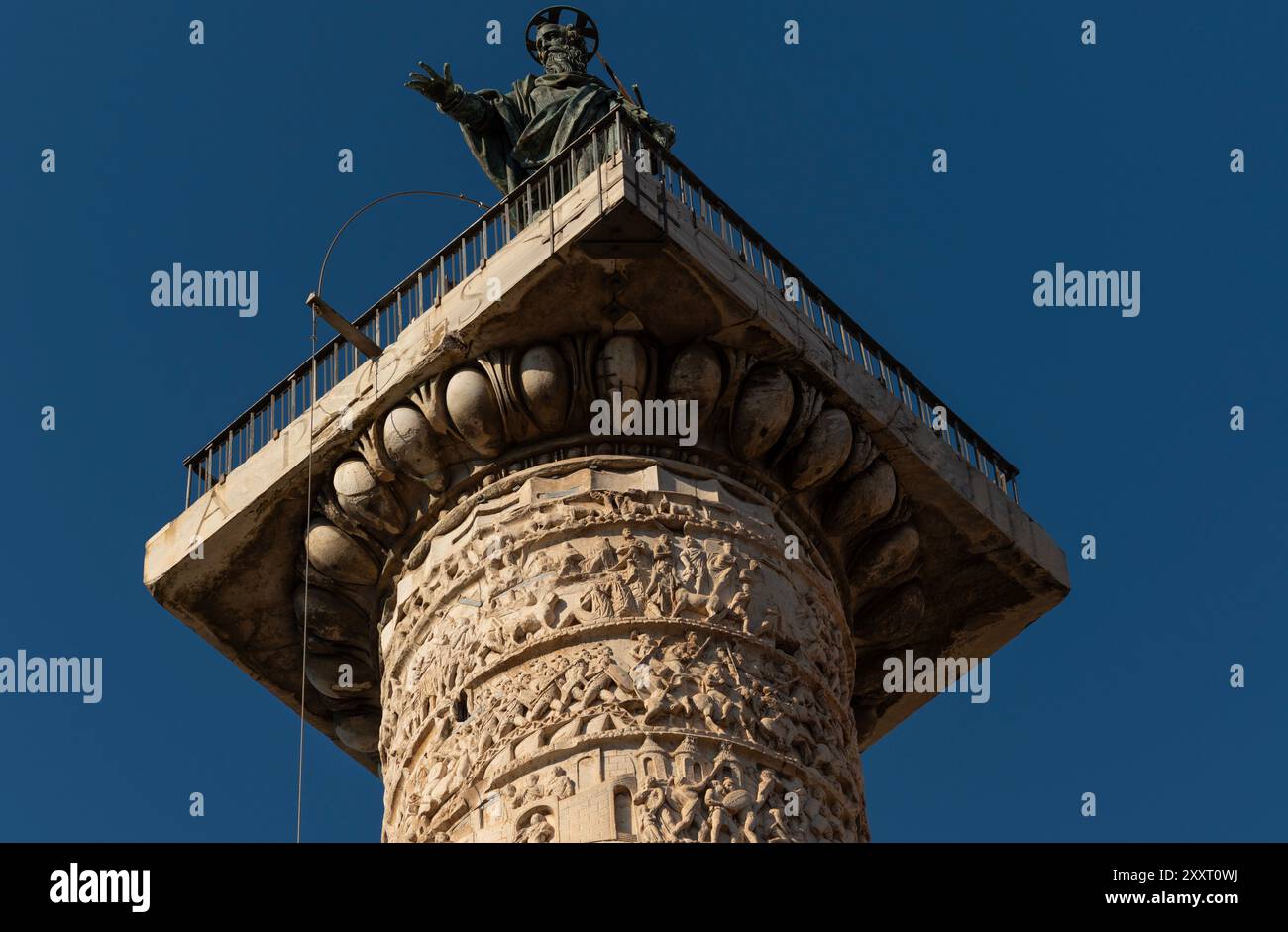 Column of Marcus Aurelius, top of the Roman victory column in Piazza ...