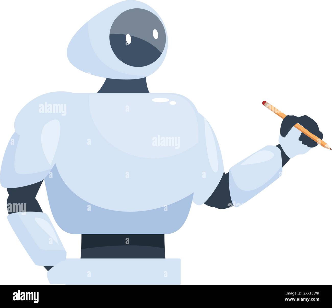 Modern robot is holding a pencil for writing taking notes Stock Vector ...