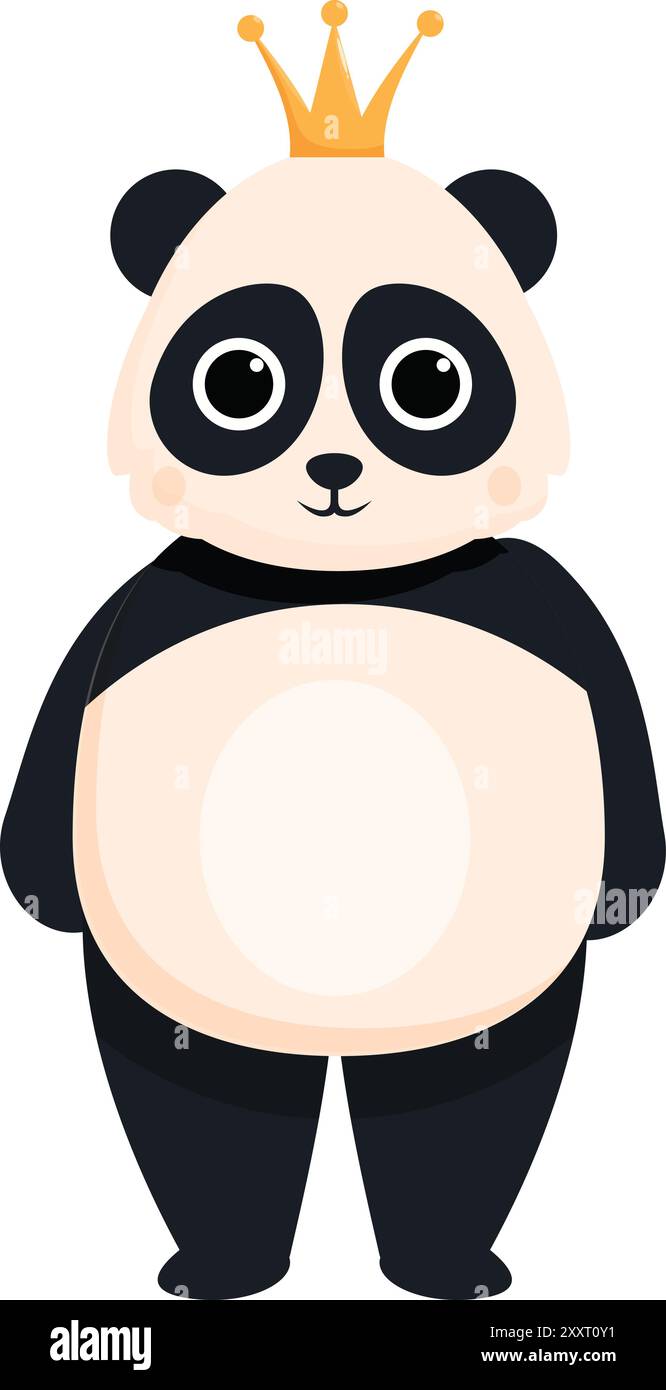 Illustration of a cute panda bear wearing a golden crown, symbolizing ...